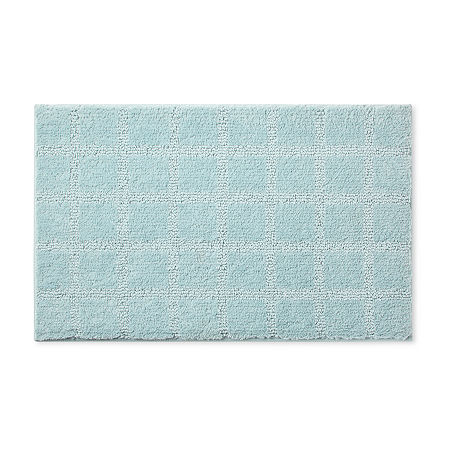Click here for Town And Country Windowpane Aqua Bath Rug  One Siz... prices