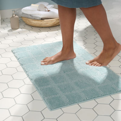 Town And Country Windowpane Aqua Bath Rug, Color: Aqua Blue - JCPenney