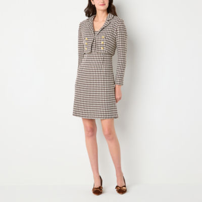 Melonie T Womens Jacket Dress, Color: Brown Ivory - JCPenney