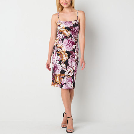 Click here for Maia Floral Womens Sleeveless Midi Floral Sheath D... prices