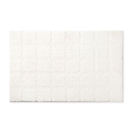 Click here for Town And Country Windowpane White Bath Rug  One Si... prices