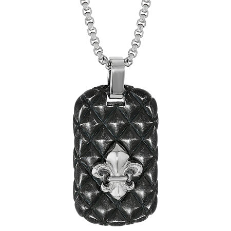 Click here for Mens Sterling Silver Dog Tag Fleur De Lis 24 Inch... prices
