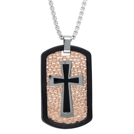 Click here for Mens Sterling Silver Cross Dog Tag 24 Inch Pendant... prices