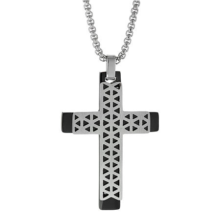 Click here for Mens Sterling Silver Cross 24 Inch Pendant Necklac... prices