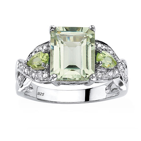 Click here for Womens Genuine Green Quartz Platinum Over Silver C... prices