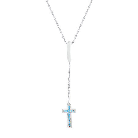 Click here for Womens Blue Topaz Sterling Silver 18 Inch Y Neckla... prices