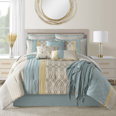 Eden & Oak Savannah 10-pc. Jacquard Comforter Set, Color: Aqua - JCPenney