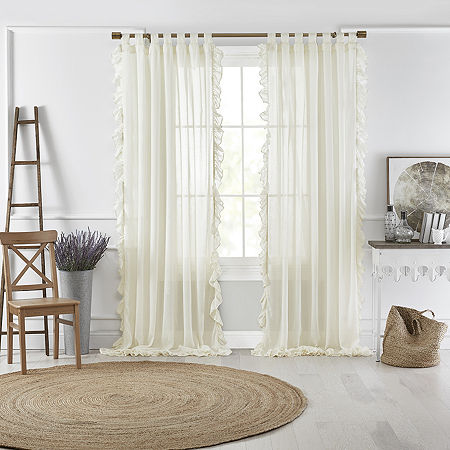 Click here for Bella 52 x 95 Sheer Ruffle Curtain Panel - Ivory prices