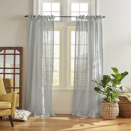 Elrene Home Fashions Vienna Tie-Top Sheer Window Curtain - Dusty blue