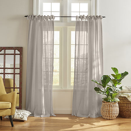 Elrene Home Fashions Vienna Tie-Top Sheer Window Curtain - Light gray