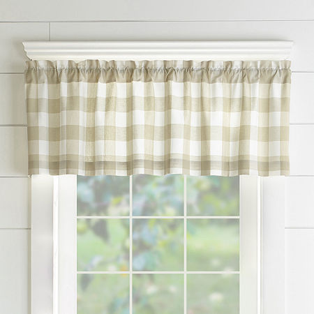 Elrene Home Fashions Farmhouse Living Buffalo Check Window Valance - Tan/white