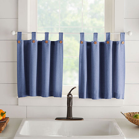 Elrene Home Fashions Tucker Solid 2-pc. Tab Top Window Tier  One Size  Blue