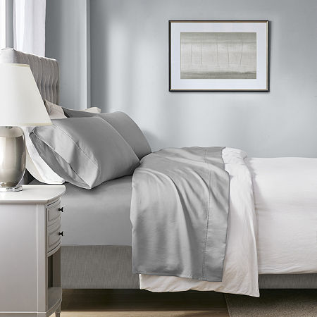 Beautyrest Temperature Regulating 1000 Thread Count Cotton Sateen Blend 4-Pc. Sheet Set  California King - Gray