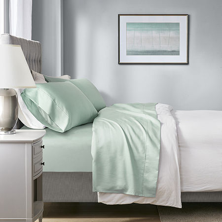 Beautyrest Temperature Regulating 1000 Thread Count Cotton Sateen Blend 4-Pc. Sheet Set  California King - Seafoam