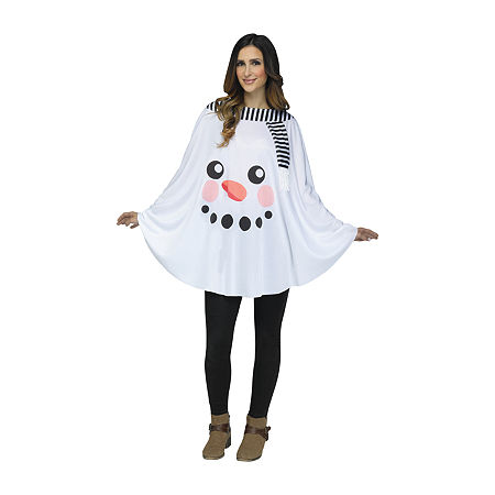Click here for Womens Snowman Poncho Costume  Medium  White prices