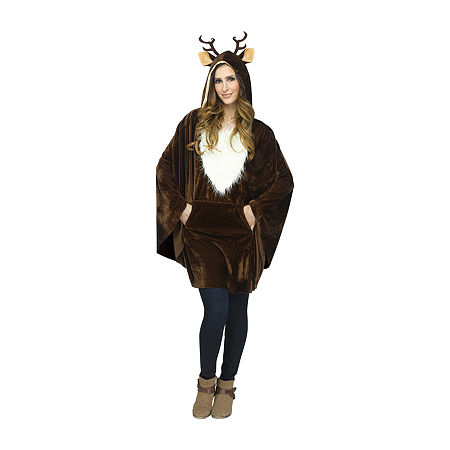 Click here for Womens Reindeer Poncho Costume  Medium  Black prices