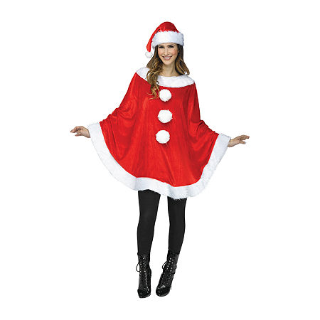Click here for Womens Santa Poncho Costume  Medium  Red prices