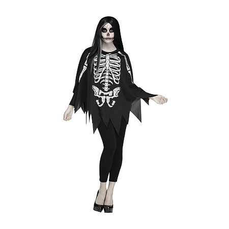 Click here for Womens Skeleton Poncho Costume  Medium  Black prices