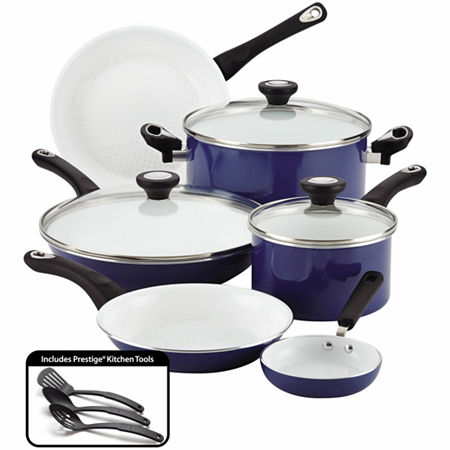 Farberware Purecook 12-Pc. Ceramic Non-Stick Cookware Set - Blue