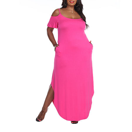 White Mark Plus Size Lexi Maxi Dress - Fuchsia