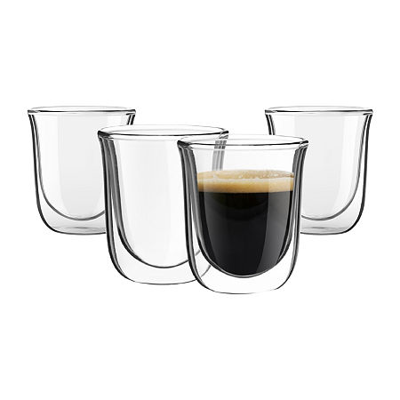 JoyJolt Javaah Double Wall Espresso Glasses - Set of 4 - Clear