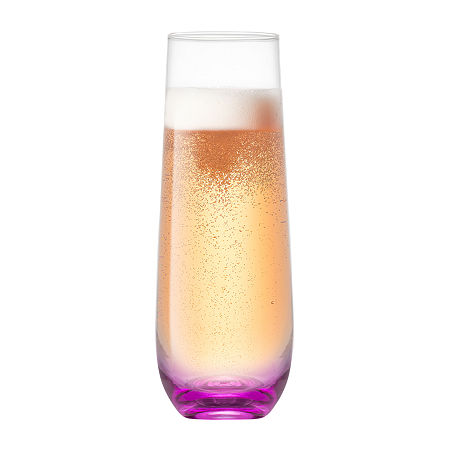 JoyJolt Hue Colored Stemless Champagne Glasses  Set of 6 - Multi
