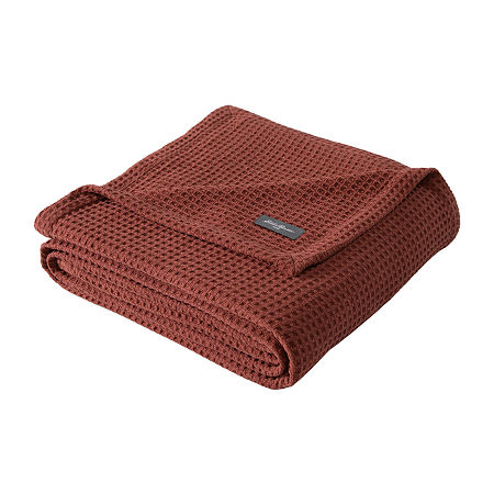 Eddie Bauer Solid Waffle Cotton Reversible Blanket  Twin - Canyon Orange