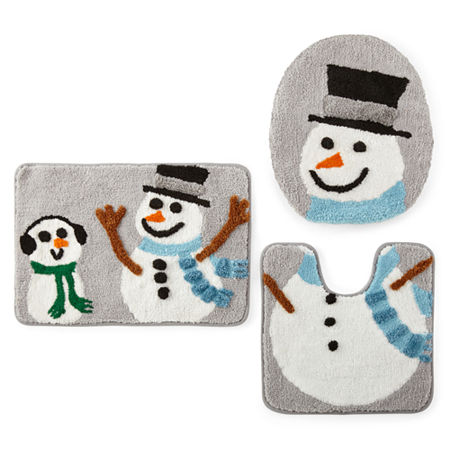 Click here for Avanti Snowman 3-pc. Bath Rug Set  One Size  Gray prices