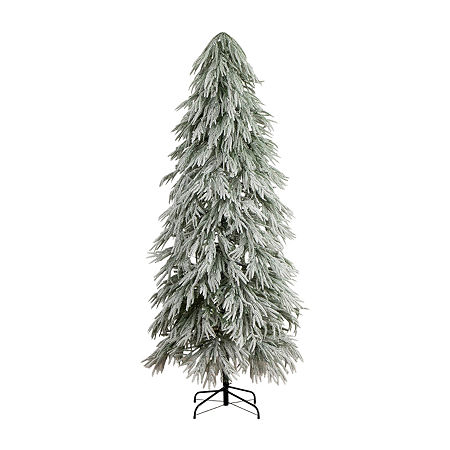 Click here for Nearly Natural 7 Foot Pre-Lit Flocked Pine Christm... prices