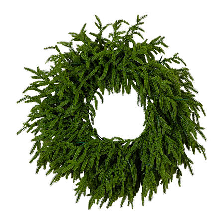 Nearly Natural 20 Pre-Lit Artificial Touch Norfolk Island Pine Wreath Led Lights - Green