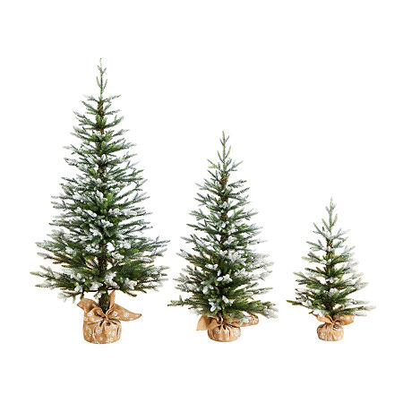 Click here for Nearly Natural 3 Pc Set 4 Foot Flocked Fir Christm... prices