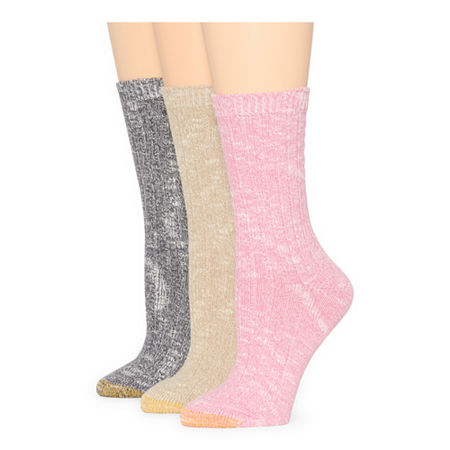 Gold Toe Womens 3-Pk. Supersoft Slub Crew Socks GTDL0163R03 - Asst. 8