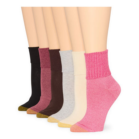 Gold Toe Womens 6-Pack Casual Turn Cuff Socks - Asst. 8