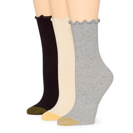 Click here for Gold Toe Lettuce Edge Womens 3 Pair Crew Socks  6-... prices
