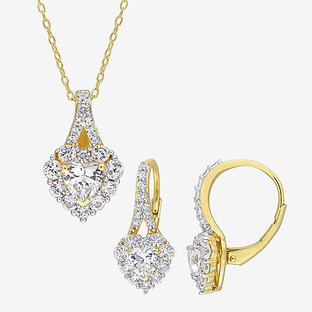 Click here for Womens Lab Created White Sapphire 18K Gold Over Si... prices
