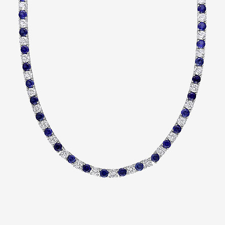 Click here for Womens Blue Sapphire Sterling Silver 17 Inch Tenni... prices