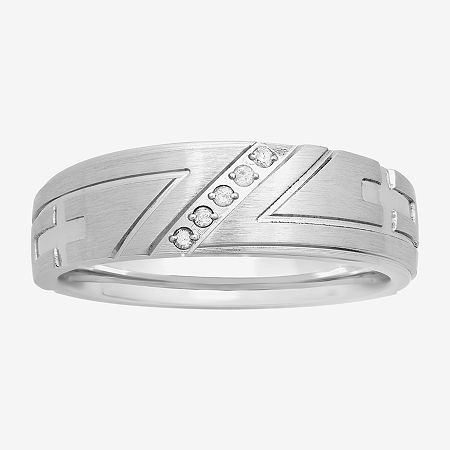 Click here for Mens Diamond-Accent Cross Stainless Steel 8mm Wedd... prices