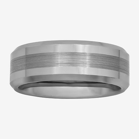 Click here for Personalized Mens 8mm Comfort Fit Satin Center Tun... prices