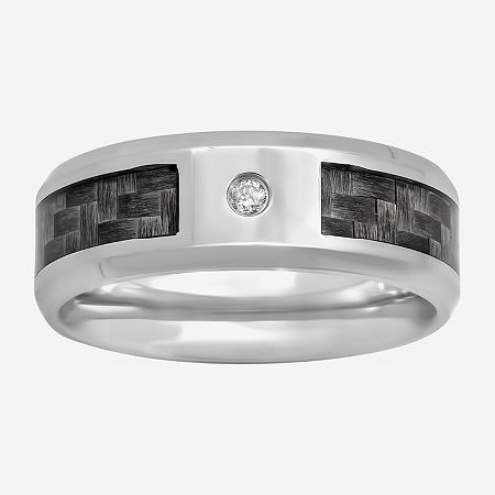 Click here for Mens Diamond-Accent Wedding Band in Stainless Stee... prices