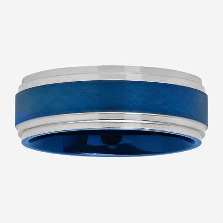 Click here for Mens 8MM Tungsten with Blue IP Wedding Band  8 prices
