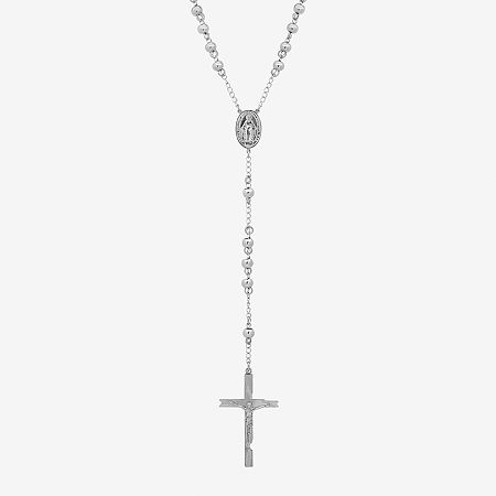 Click here for Mens Stainless Steel Cross Rosary Necklace  One Si... prices