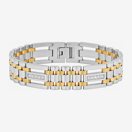 Click here for Mens Two-Tone Stainless Steel Cubic Zirconia Brace... prices