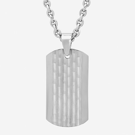 Click here for Mens Stainless Steel Hammered Dog Tag Pendant Neck... prices
