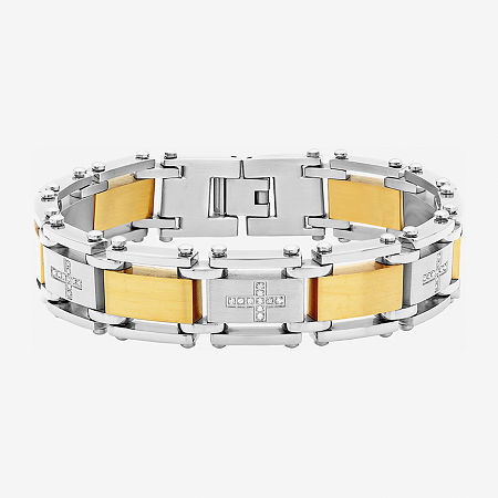 Click here for Mens 1/4 CT. T.W. Diamond Cross Two-Tone Stainless... prices
