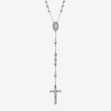 Click here for Two-Tone Stainless Steel Cross Rosary Necklace  On... prices