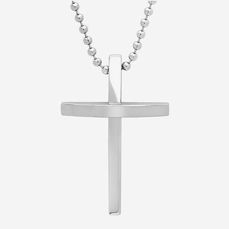 Click here for Mens Stainless Steel Curved Cross Pendant Necklace... prices