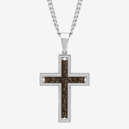 Click here for Mens Stainless Steel Cross 24 Inch Pendant Necklac... prices