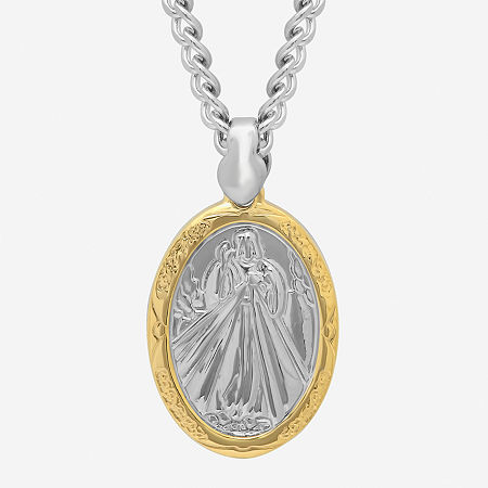 Click here for Mens Stainless Steel Divine Mercy Medallion Oval P... prices