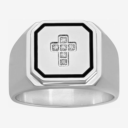Click here for Mens Diamond Accent Stainless Steel Cross Ring  9... prices