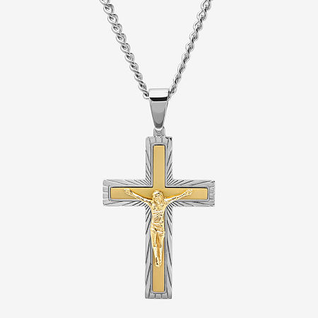 Click here for Crucifix Mens Stainless Steel Cross 24 Inch Pendan... prices